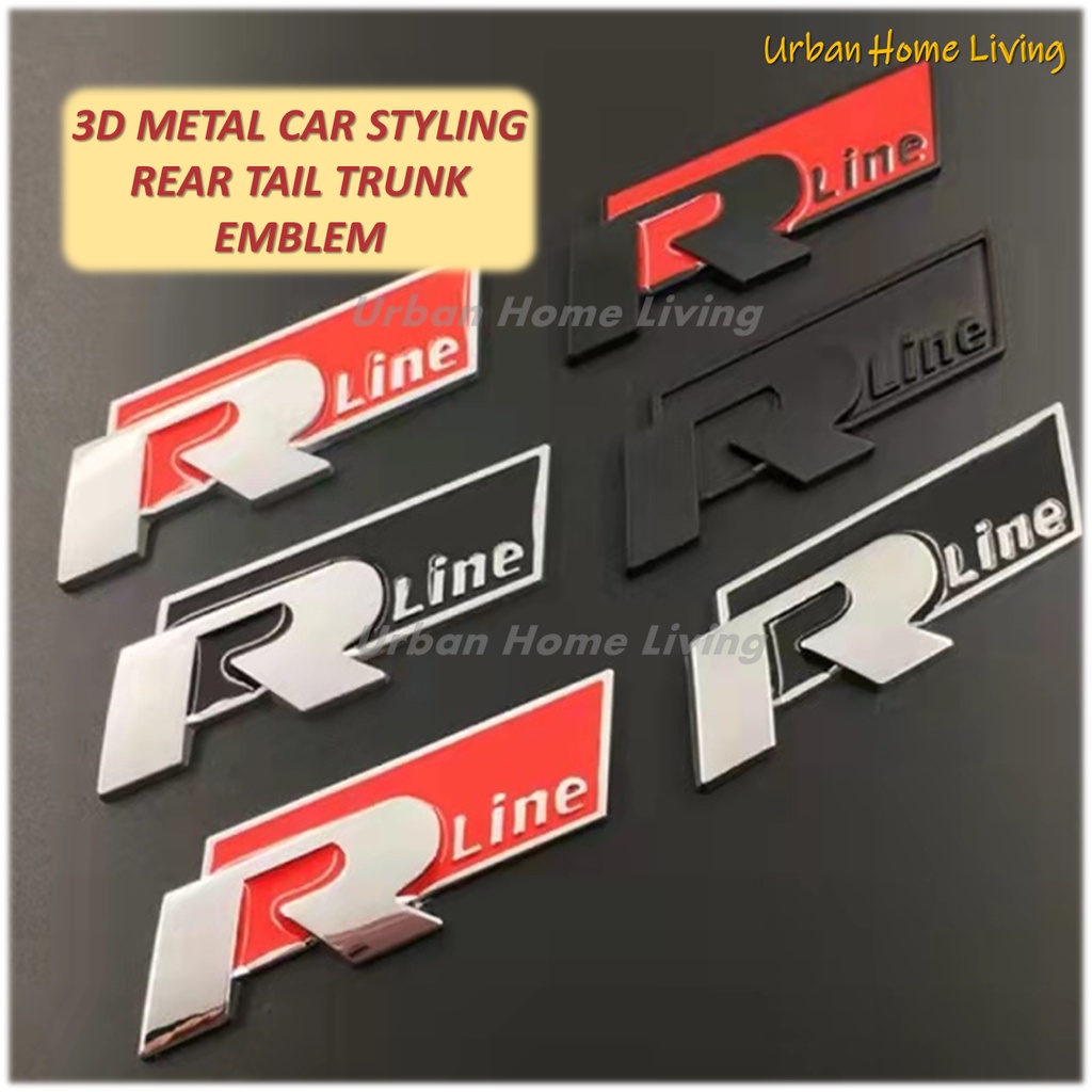 VOLKSWAGEN R-LINE 3D Metal Logo OEM Car Styling Rear Tail Trunk Emblem ...