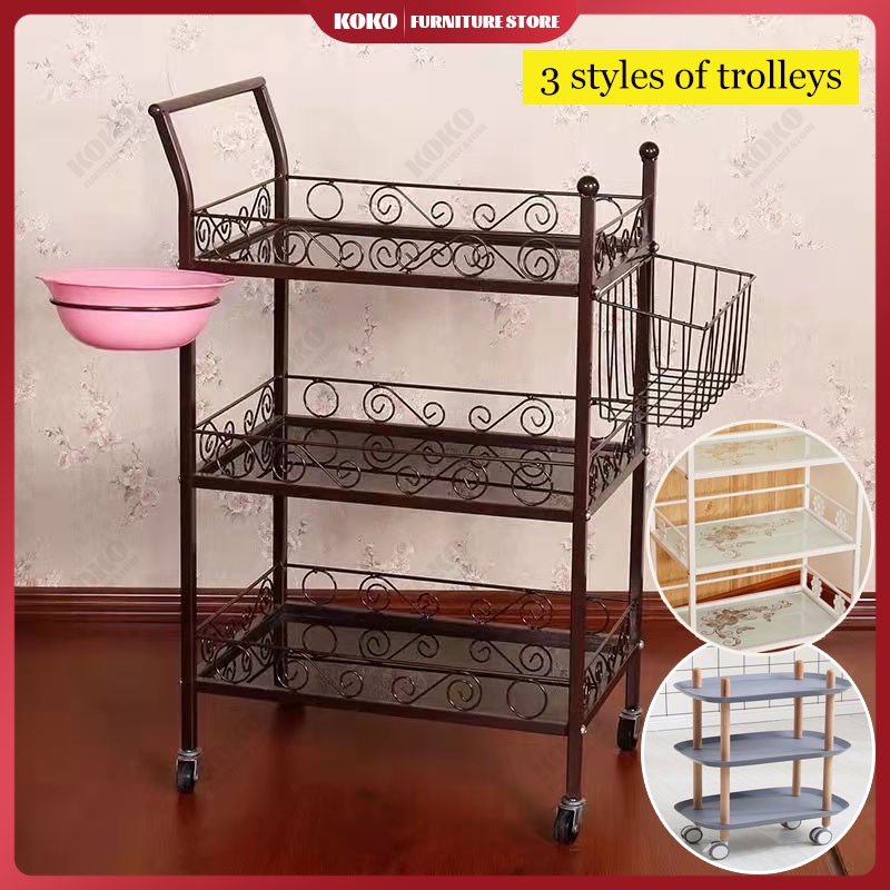 Trolley mobile three-layer beauty salon small push multi-function tool ...