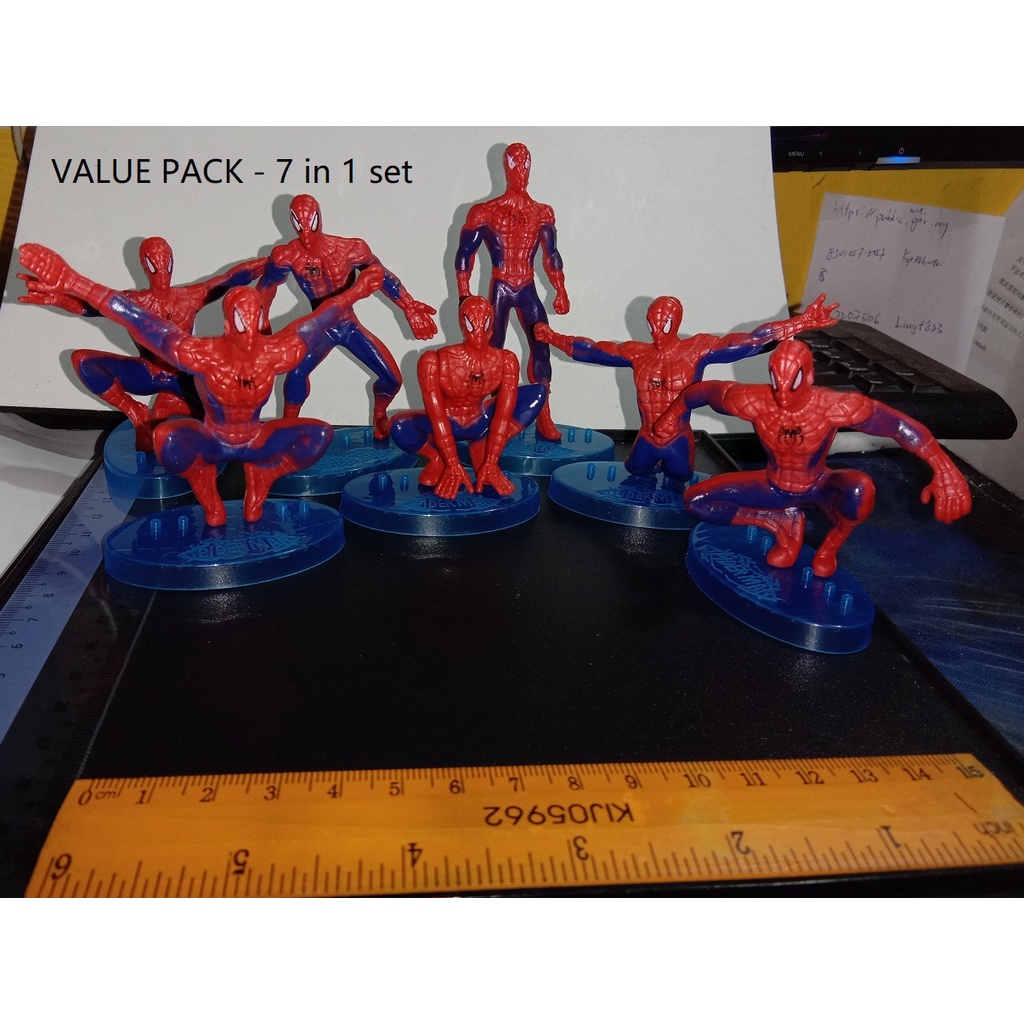 (Ready Stock) 7 in 1 toy set Spiderman display set budget superhero ...