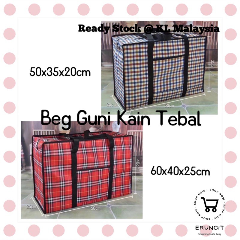 Beg Guni Besar Kain Tebal Beg Kampung Beg Laundry Eco Beg Berzip ...