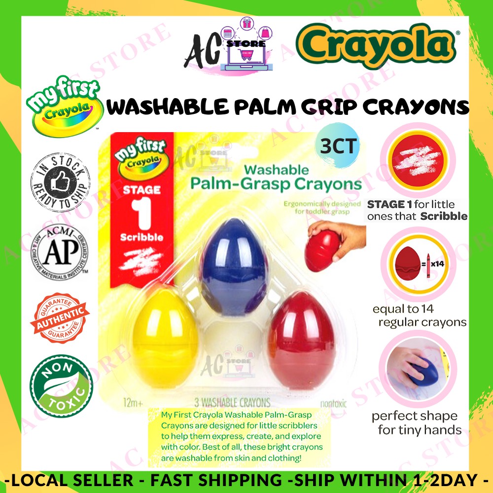 AC-Original Crayola My First 3 Palm Grip Crayons Stage 1- Non Toxic ...
