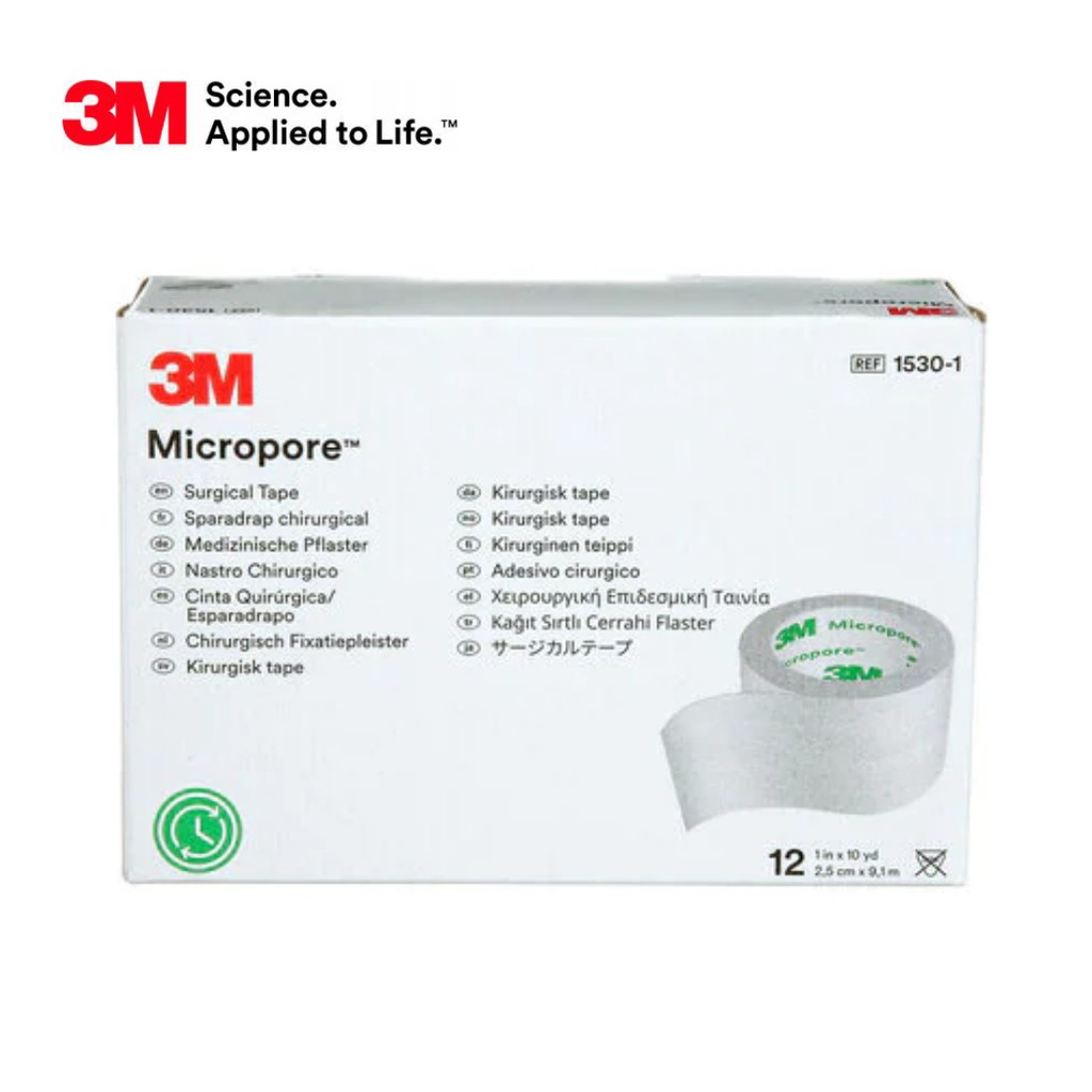 3M Micropore Surgical Tape, 1530-1, 1 in x 10 yd (2.5 cm x 9.1m) (12 ...