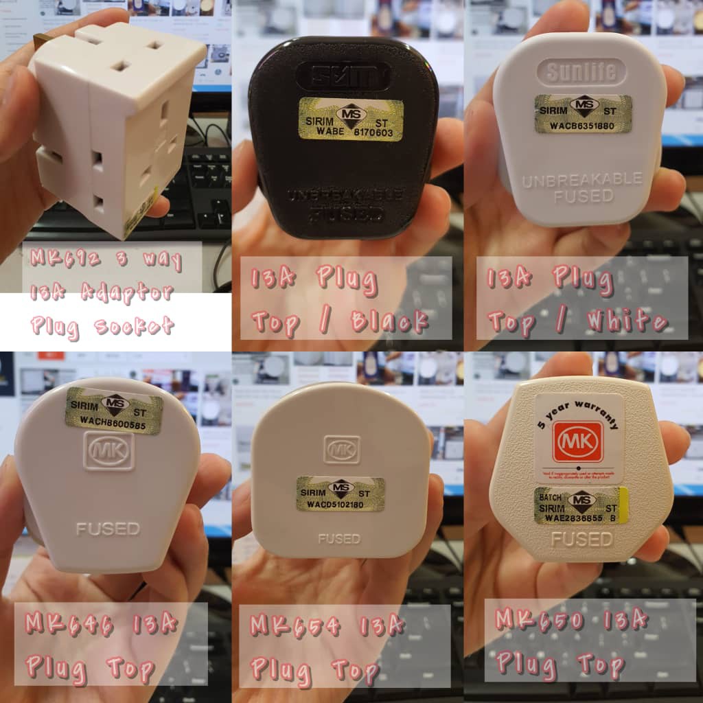13A Plug Top & 3 way Adaptor // Sirim Approved // MK646 / MK650 / MK654 ...