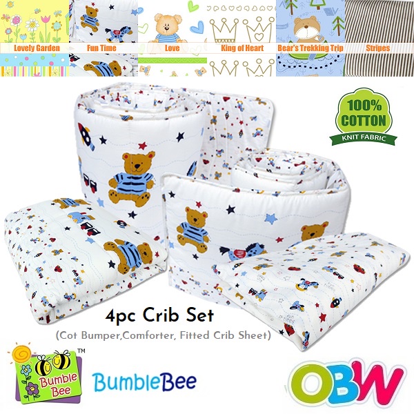 Bumble Bee 4pc Crib Set Knit Fabric Baby Bedding Set | Shopee Malaysia