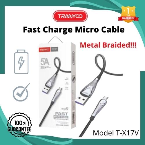 Tranyoo T-X17V 5A Fast Charge Metal Braided Data Cable (IP/Type-C/Micro)/ 1 Year Warranty ...
