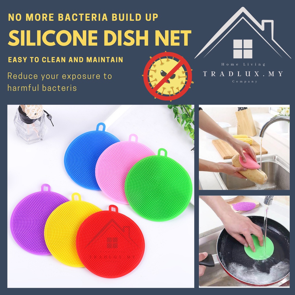 Tradlux Silicone Dish Washing Antibacterial Sponge Kitchen Scrub ...