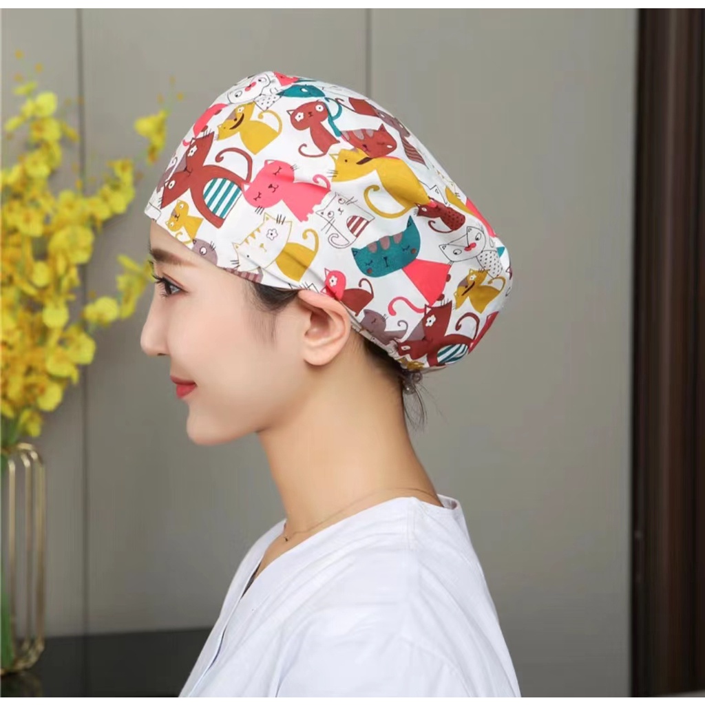 Elastic adjustment buckle printing operating room hat female nurse hat ...