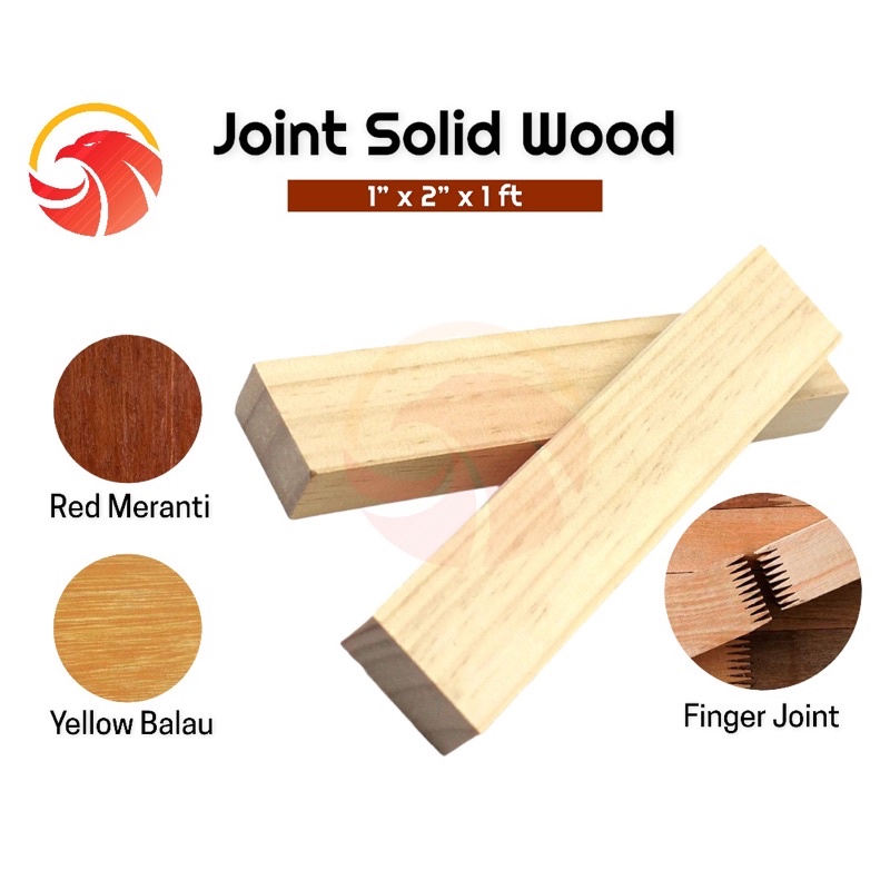 1” x 2” x 1 ft Yellow Balau / Red Meranti Furniture Finger Joint Solid ...