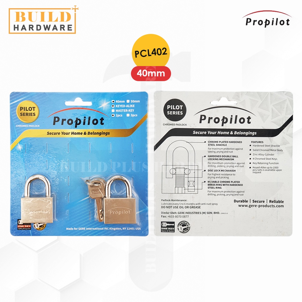 PROPILOT 40mm/50mm Keyed-Alike Padlock Chromed Metal Key Alike Antipick ...