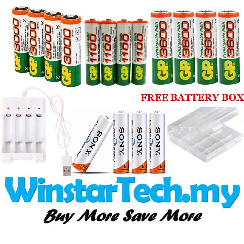 4 Pcs GP AA AAA 1100mAh 3000mAh 3600MAH 4300mAh 4600mAh 1.2V ...