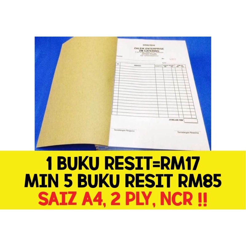 🔥5 BUKU RESIT LOGO DAN NAMA SYARIKAT SENDIRI SERENDAH RM17 SAIZ A4 2PLY ...