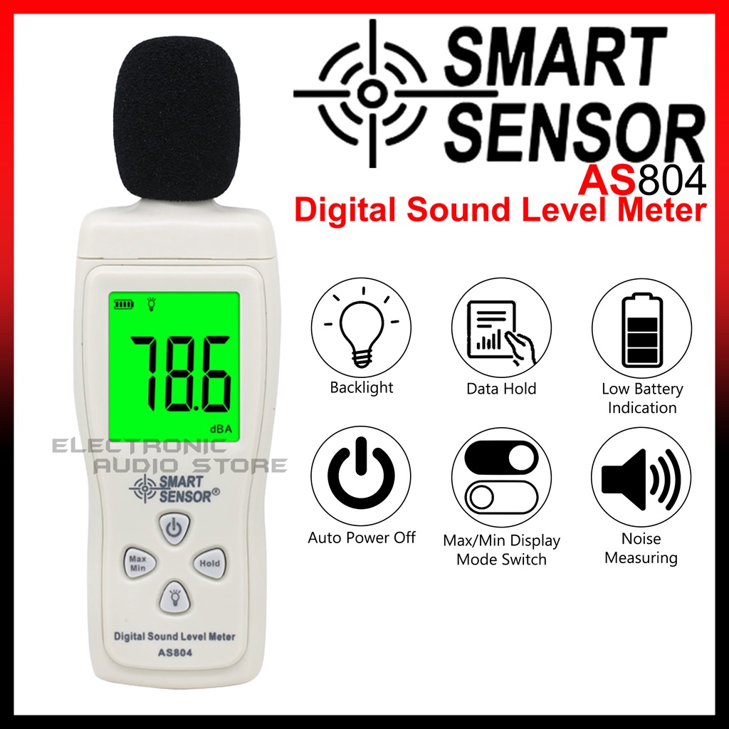 Sound Level Meter SMART SENSOR AS804 Mini Digital Sound Level Meter LCD ...