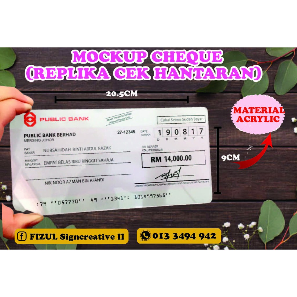 REPLIKA CEK HANTARAN (MOCKUP CHEQUE) | Shopee Malaysia