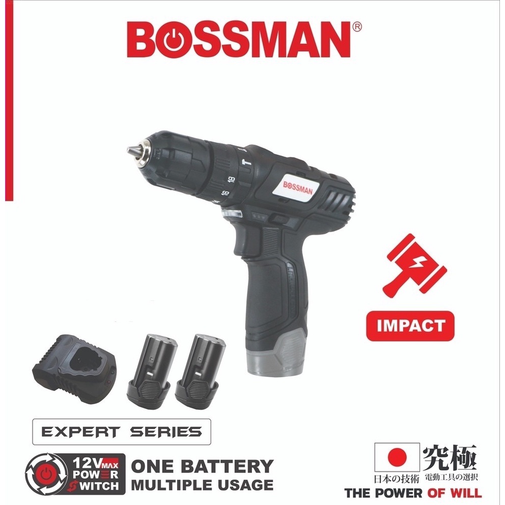 Bossman 12v Cordless Hammer Drill Impact Bare Machine Expert