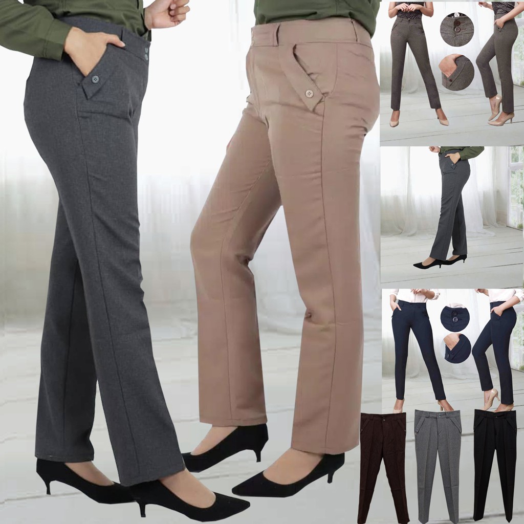 Women's Long Formal Office Work Pants Model: Straight fit. Straight leg ...