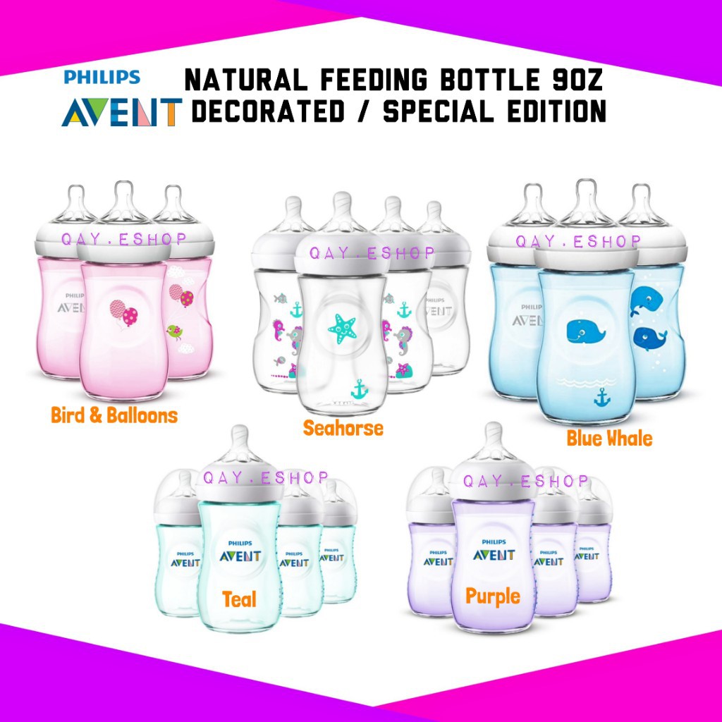 [KSH] BOTOL SUSU PHILIPS AVENT NATURAL FEEDING BOTTLE PURPLE TEAL 9OZ ...