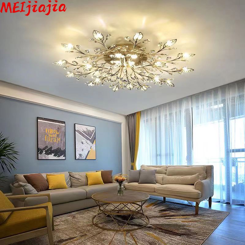 MEIJIAJIA Modern LED Ceiling Light Crystal Leaf Dining Room Ceiling ...