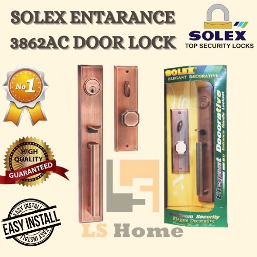 *SOLEX ELEGANT DECORATIVE ENTRANCE HANDLE LOCK SET LS3862AC | Shopee ...