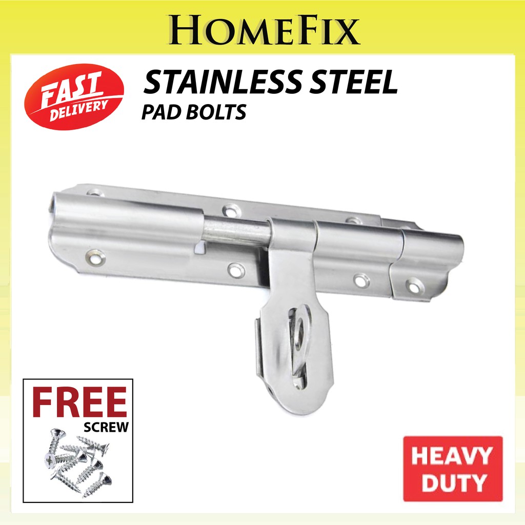 4" / 6" / 8" / 10" Heavy Duty Stainless Steel Pad Bolt Door Lock ...