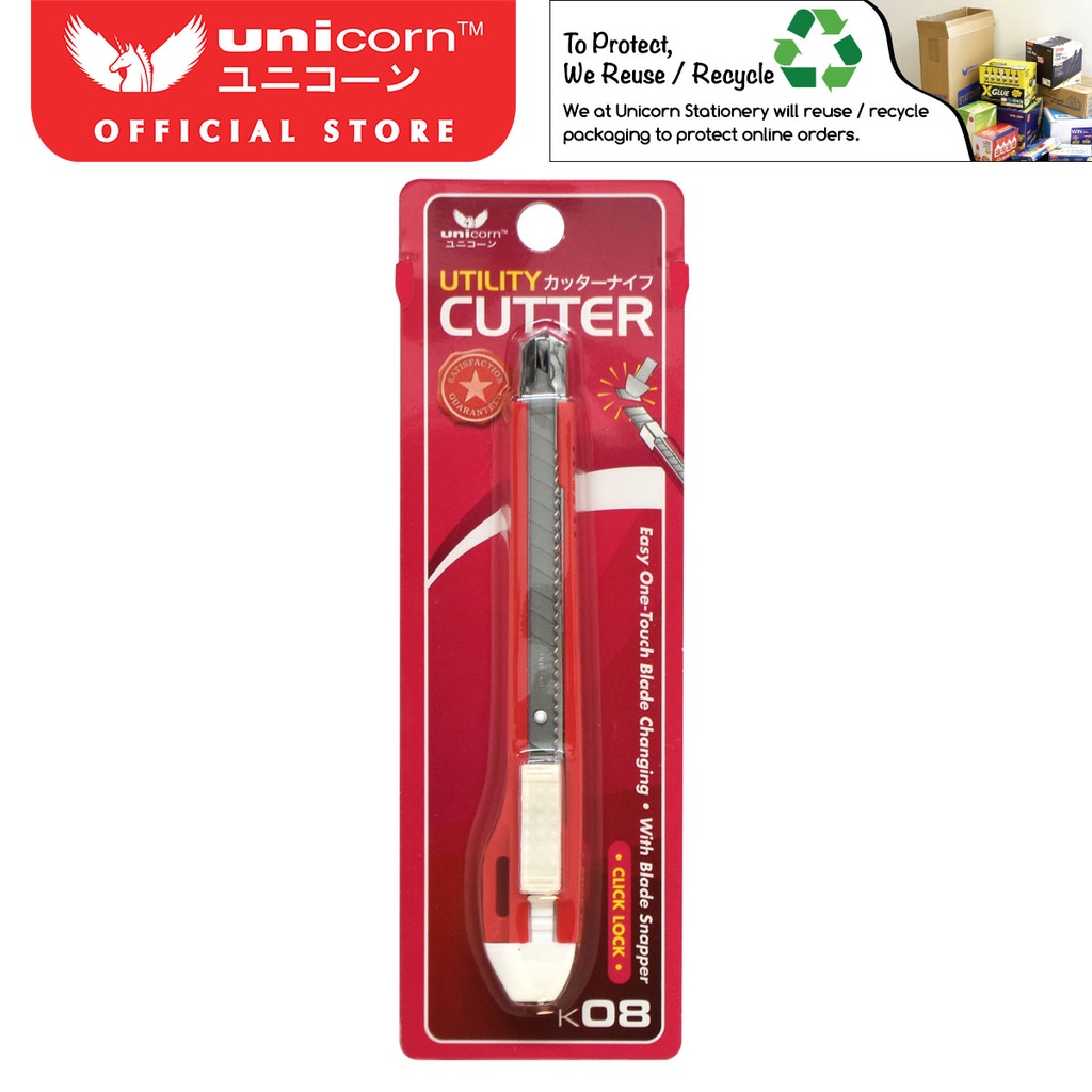 Unicorn Stationery Utility Cutter Knife DX K08 Random Colours [ 刀片 ...