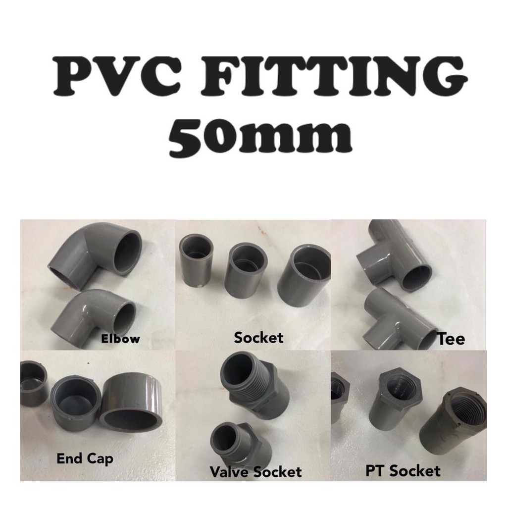 50mm PVC Fitting Connector Socket Elbow Tee PT Socket Valve Socket End ...