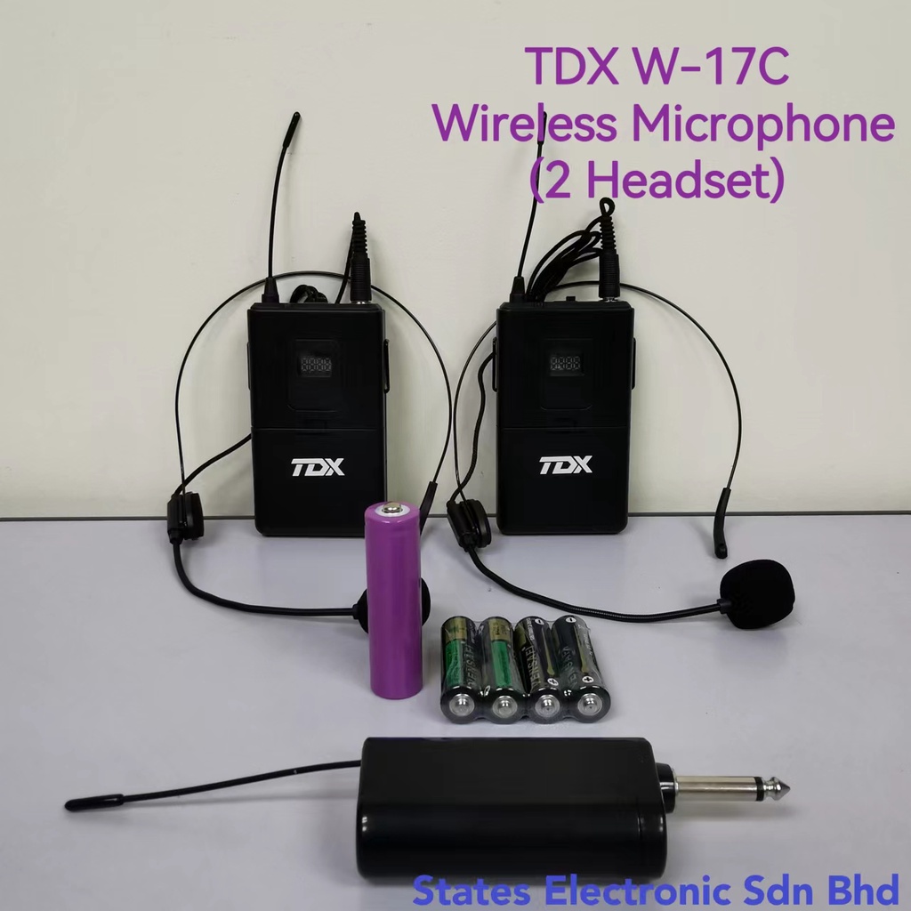 TDX W-17C UHF Wireless Microphone (20 selectable channel) - 2 Bodypack ...