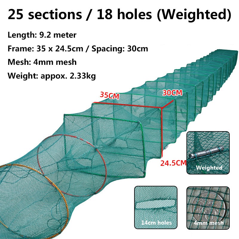 🔥Ready Stock🔥17/19/25/33 Sections Shrimp Cage Fishing Net Catcher Trap ...