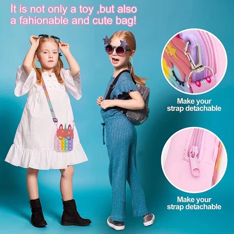 Unicorn bag Push pop it Fidget Toys Kids Coin Purse Smiggle Sling ...