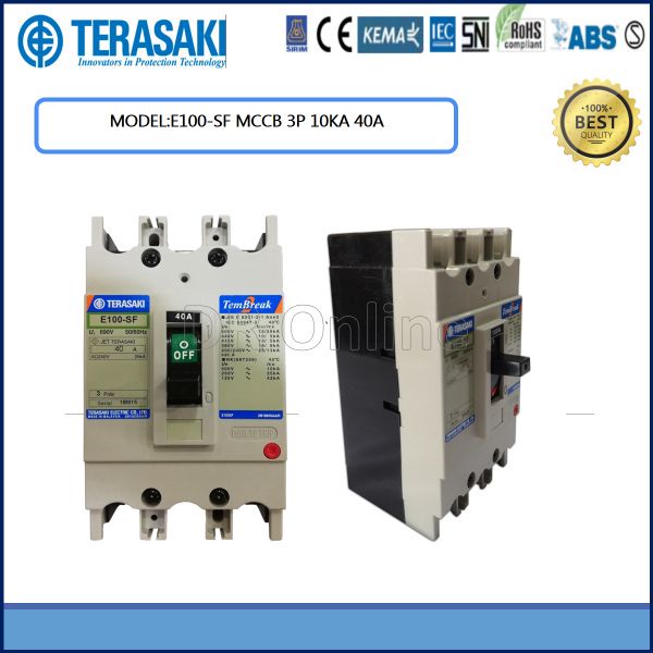 TERASAKI MCCB 3POLE MOULDED CASE CIRCUIT BREAKER MCCB 3P 10KA 40A , (E100SF) | Shopee Malaysia