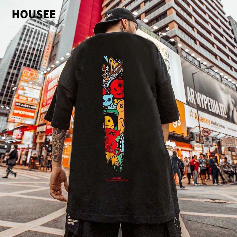 S-8XL European and American tide brand street hiphop little devil fun graffiti short-sleeved T ...