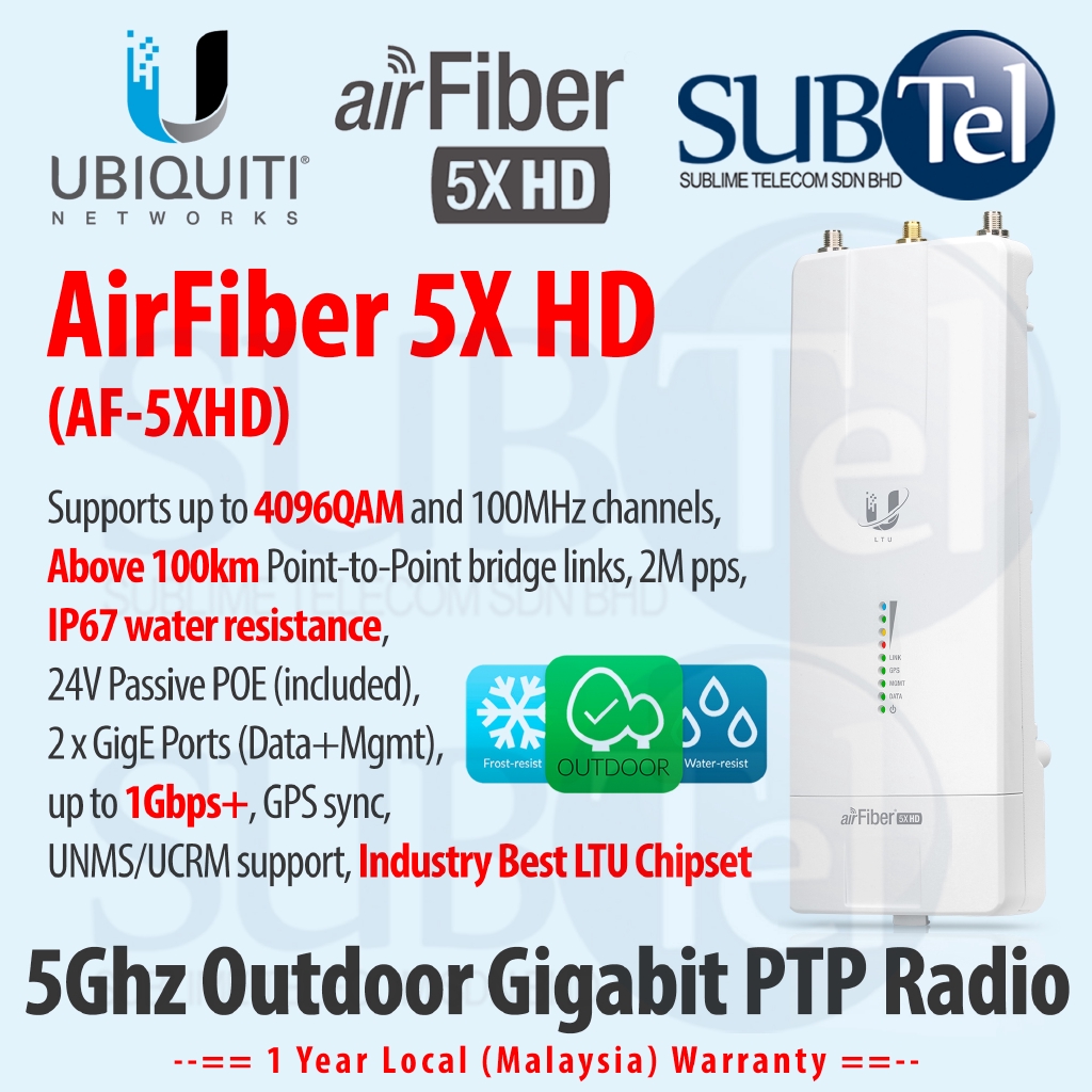 Ubiquiti airFiber 5X AF-5XHD Point to Point PTP Carrier Class Backhaul ...