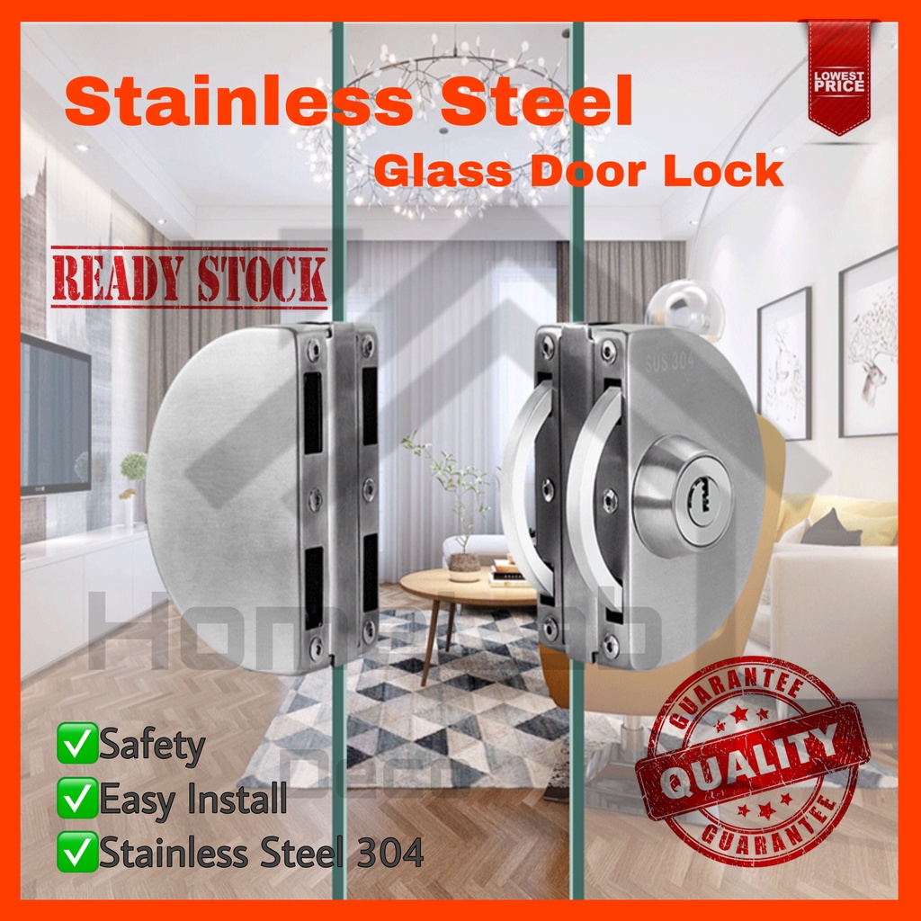 Glass Door Lock With Key/Tempered Glass Lockset/No punching Lockset ...