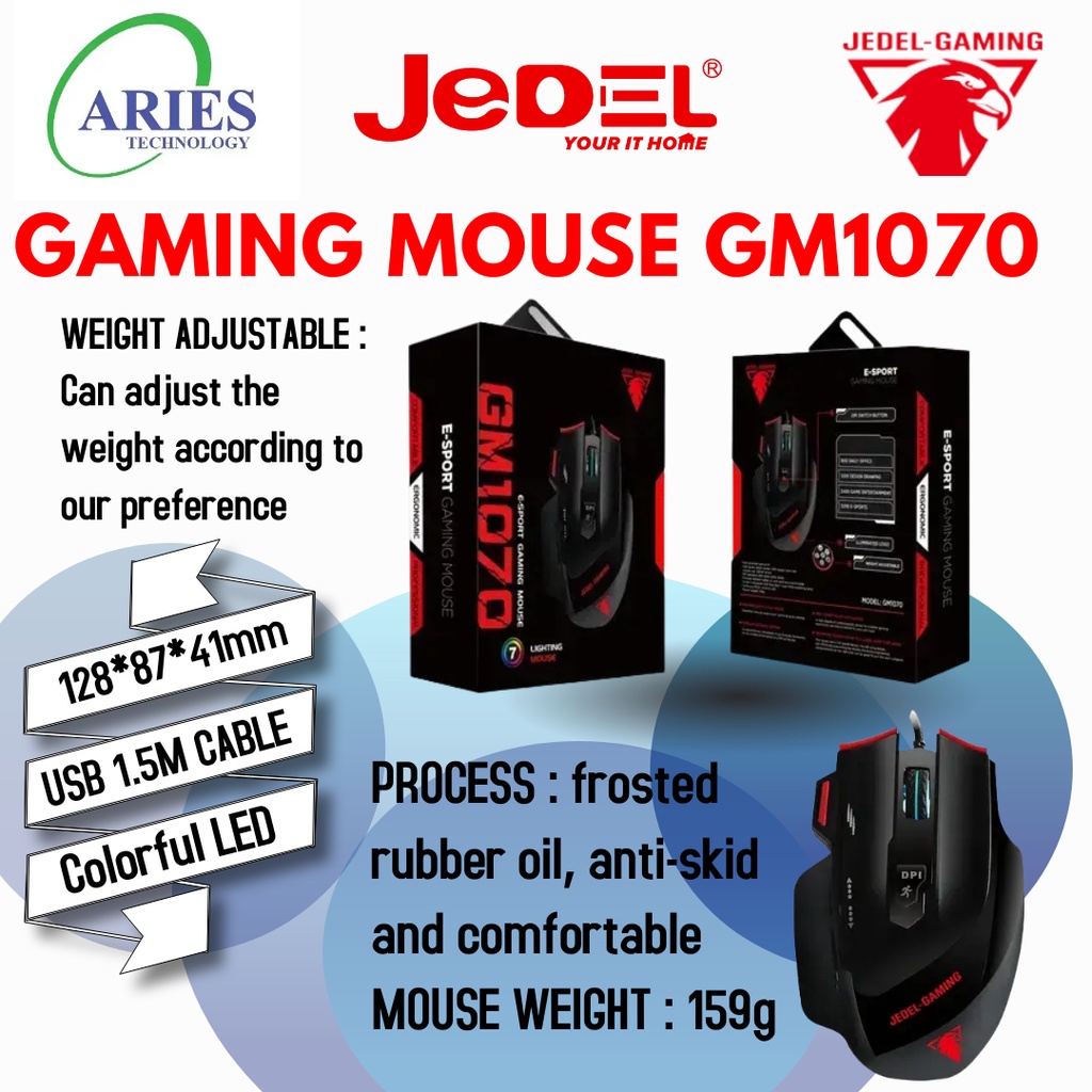 [READY STOCK] Jedel Gaming MOUSE GM1070 Wired comfortable ergonomic ...
