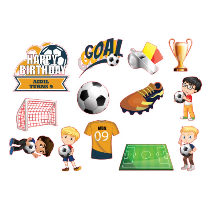 SOCCER TEAM FOOTBALL TEAM cake topper cupcake topper deco paper ...