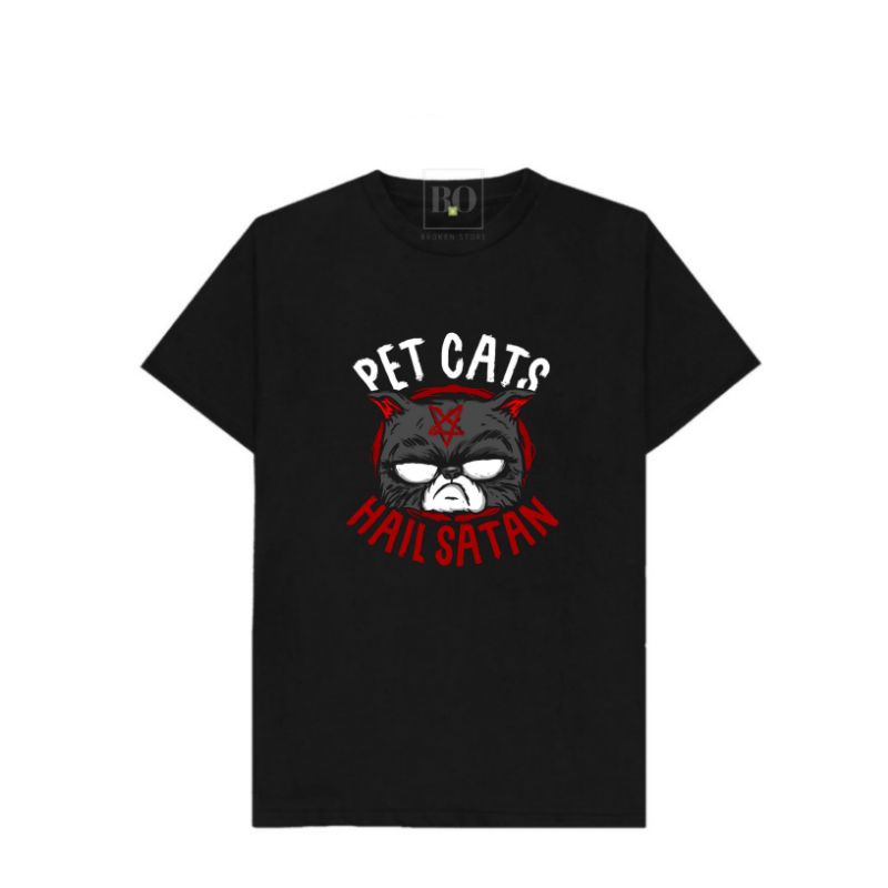 Satanism satanic T-shirt "pet cats hail satan" | Shopee Malaysia