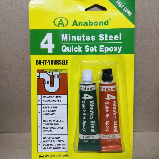 Anabond 4 Minute Steel Quick Set Epoxy (34gms) 2 TON GUM | Shopee Malaysia