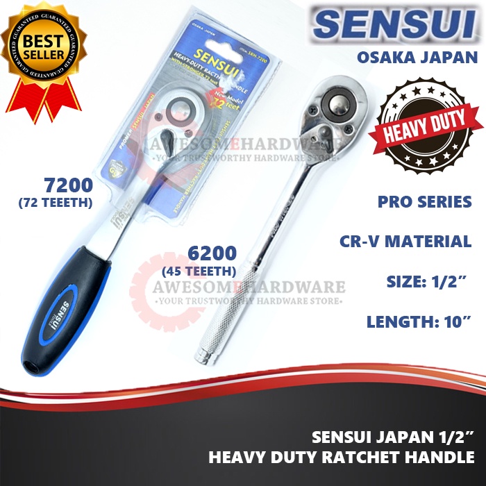 SENSUI JAPAN 6200 OR 7200 1/2" HEAVY DUTY RATCHET BOX SOCKET HANDLE ...