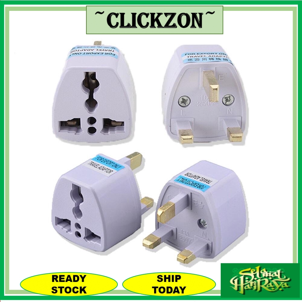 READY STOCK CLICKZON Universal 3 Pin Plug Adaptor 2 Pin US EU CHINA ...