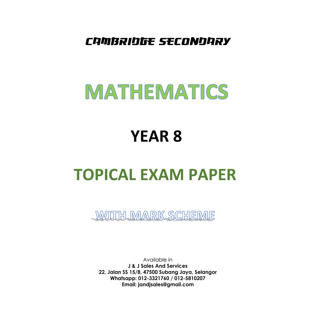 Cambridge Secondary Year 8 Mathematics 『Topical』 Exam Paper | Shopee ...