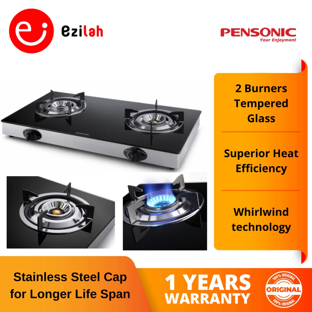 Pensonic 2 Burners Slim Glass Top Gas Stove PGC-2201G | Shopee Malaysia