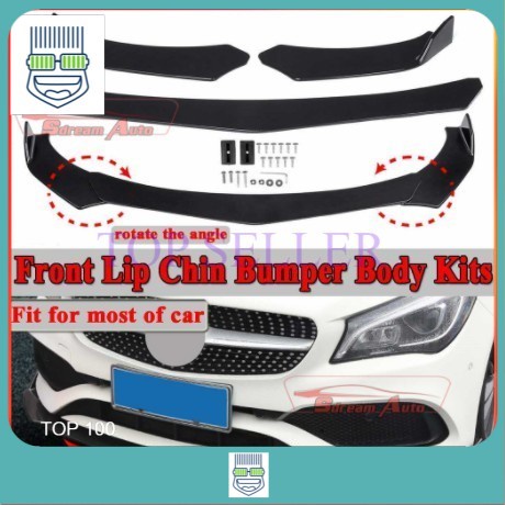 Car Universal FRONT BUMPER DIFFUSER Lip Wrap Angle Splitters Black ALL ...