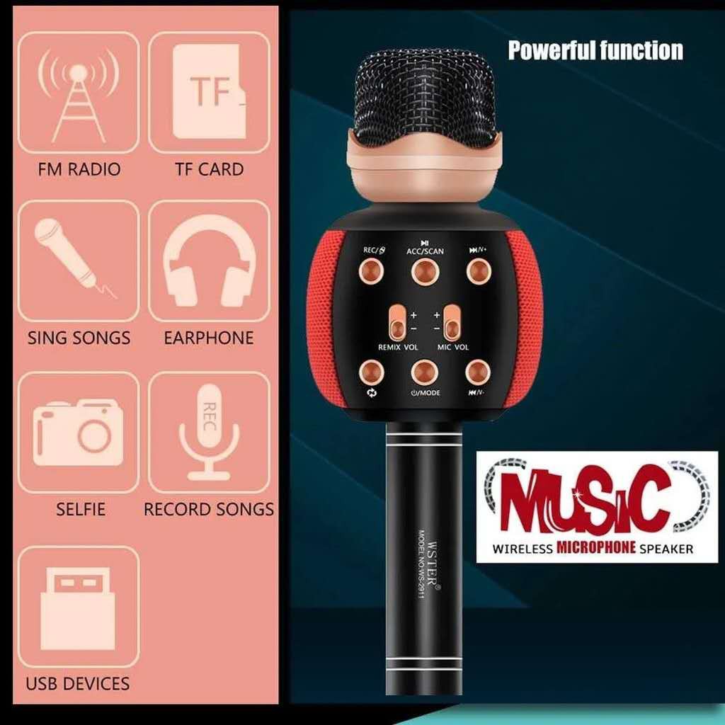 WSTER WS-2911 Karaoke KTV Mic Portable Bluetooth Speaker Microphone | Shopee Malaysia