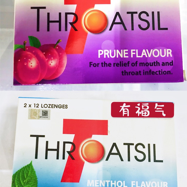 THROATSIL Antiseptic Lozenges[ 2 Types: Wild Berries & Menthol Flavour ...