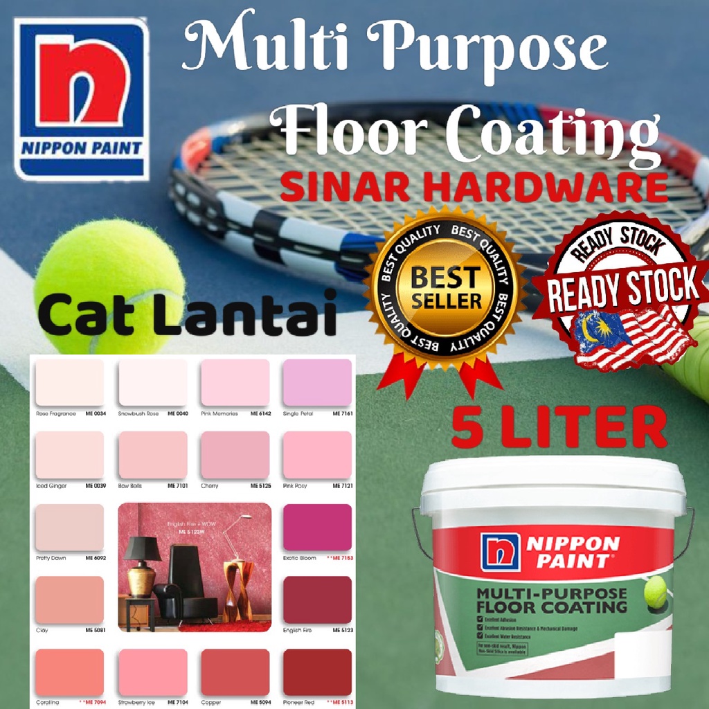 SINAR NIPPON FLOOR COATING PAINT 5 LITER CONCRETE CEMENT CAT LANTAI SIMEN BATU KONKRIT ...