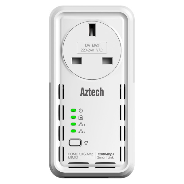 Aztech HL129EP Smart Link HomePlug AV2 1200Mbps with Pass Through ...