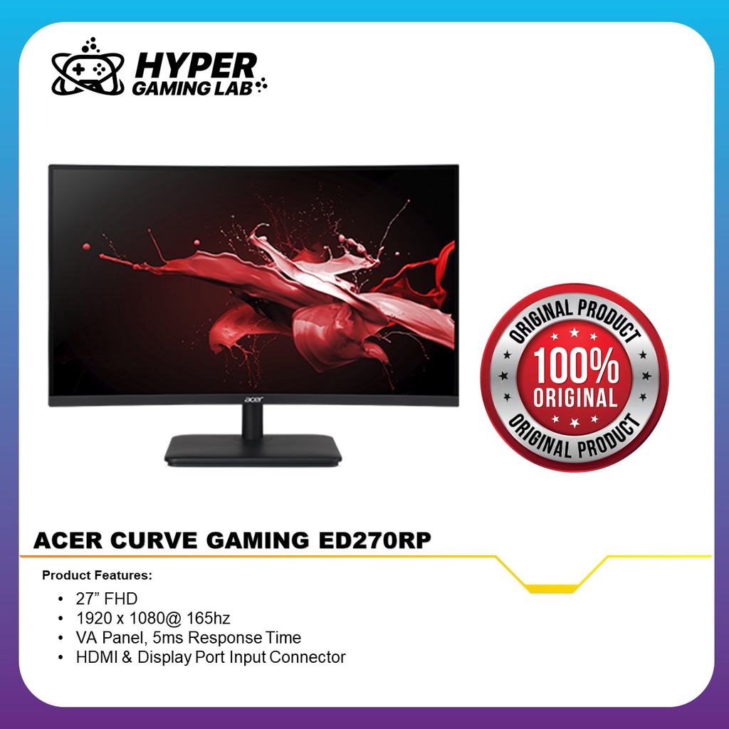 ACER NITRO 27 Inch ED270RP Full HD 165Hz VA Curved Gaming Monitor ...