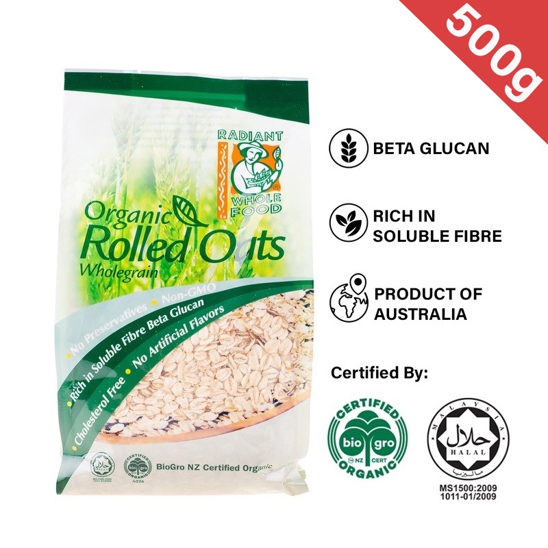 Radiant Organic Rolled Oats (500g) | Shopee Malaysia
