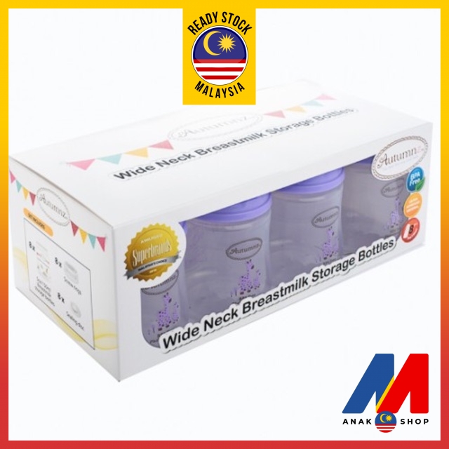 AUTUMNZ 8pcs Wide Neck Storage Bottles 5oz | Botol simpan susu baby ...