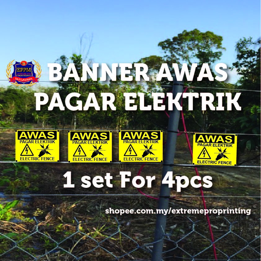 (HOT ITEM) AWAS PAGAR ELEKTRIK (Electric Fence Warning) | Shopee Malaysia