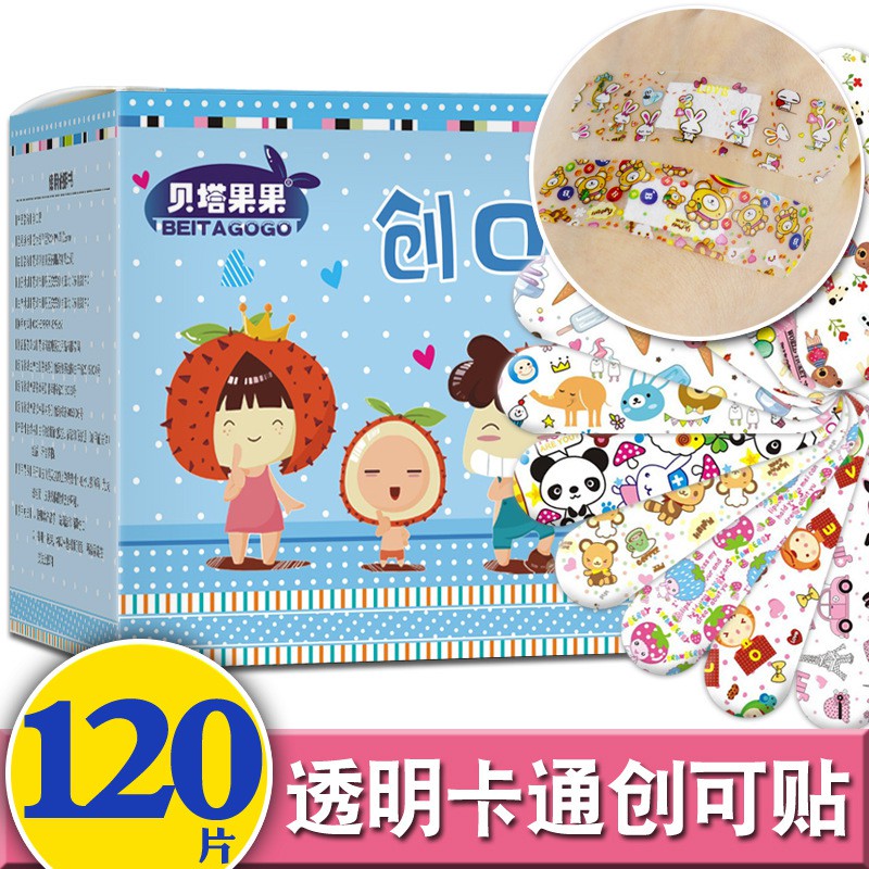 120pcs Cute Cartoon Plaster Medical Breathable Transparent Band Aid ...